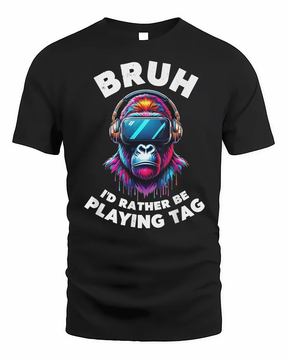 Bruh I'd Rather Be Playing Boys Kids Adult Gorilla VR Gamer Shirt ...