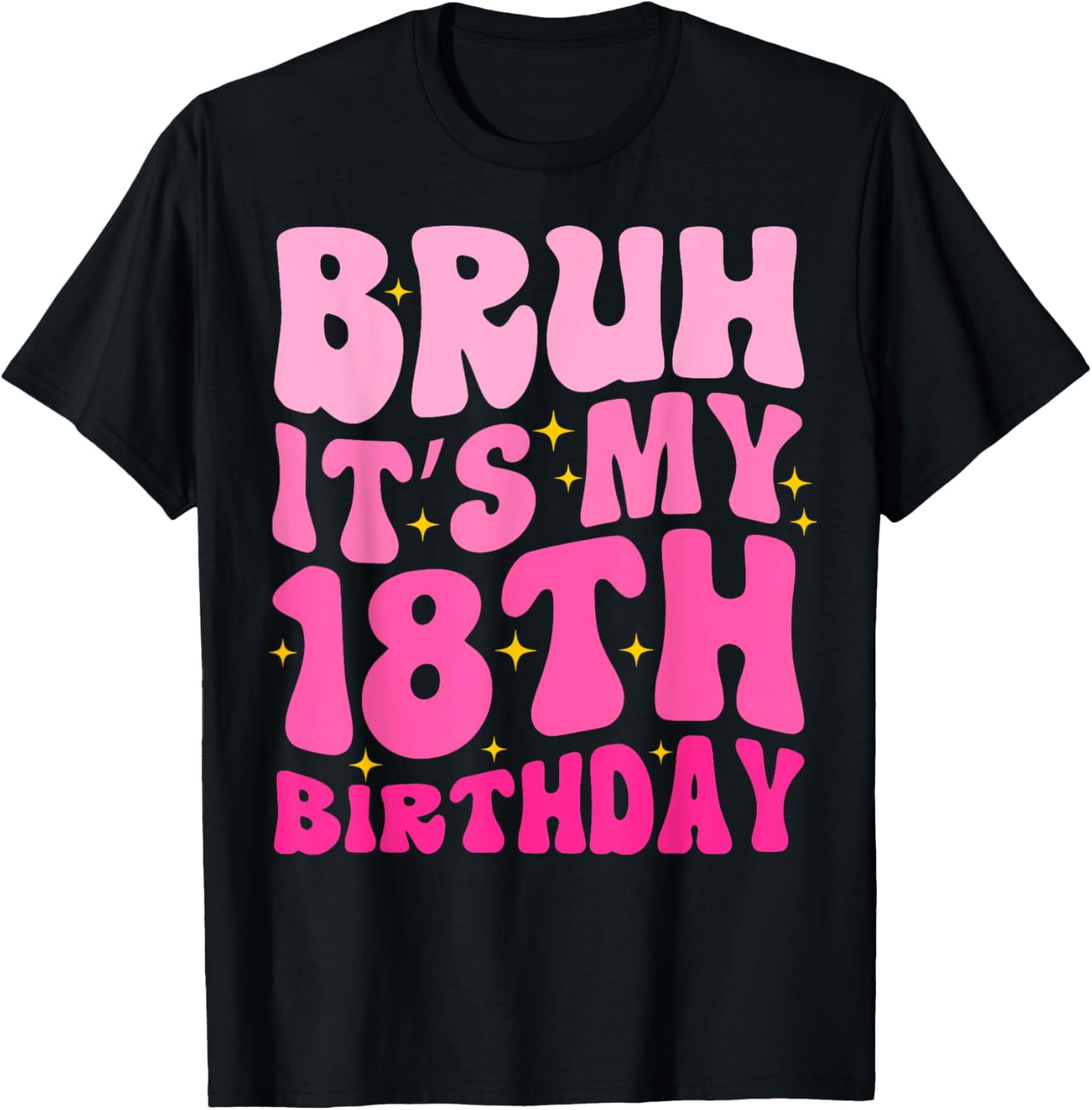 Bruh It's My 18th Birthday 18 Year Old 18yr Cute Groovy Pink T-Shirt ...