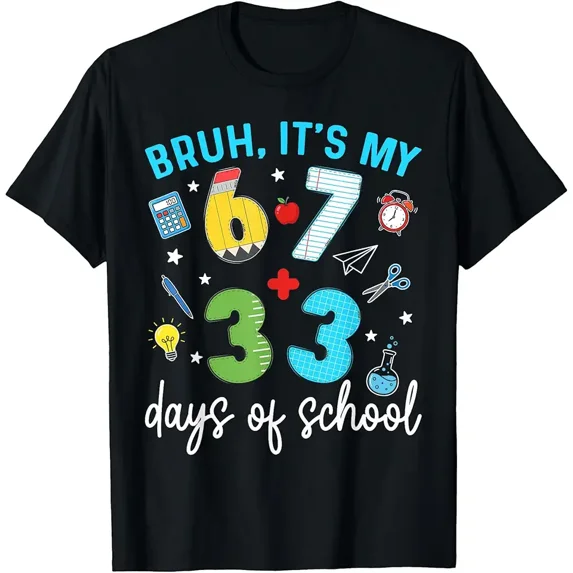 Bruh It's My 67 33 Days of School 100th Day Funny Meme Kids T-Shirt ...