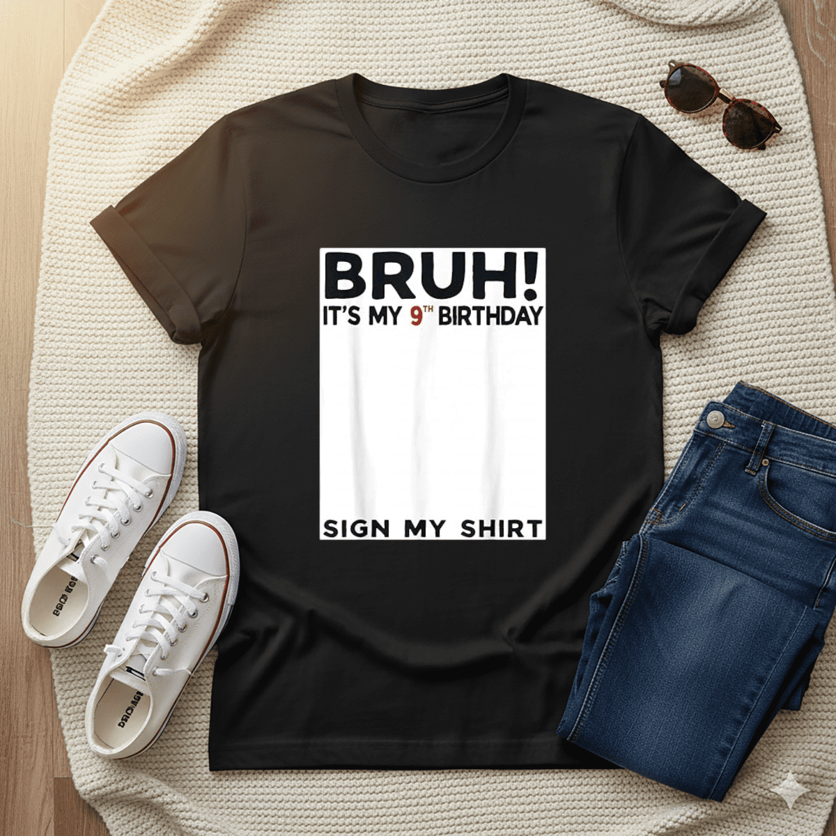 Bruh It's My 9th Birthday Sign My Shirt 9 Years Old Unisex T-Shirt, up ...