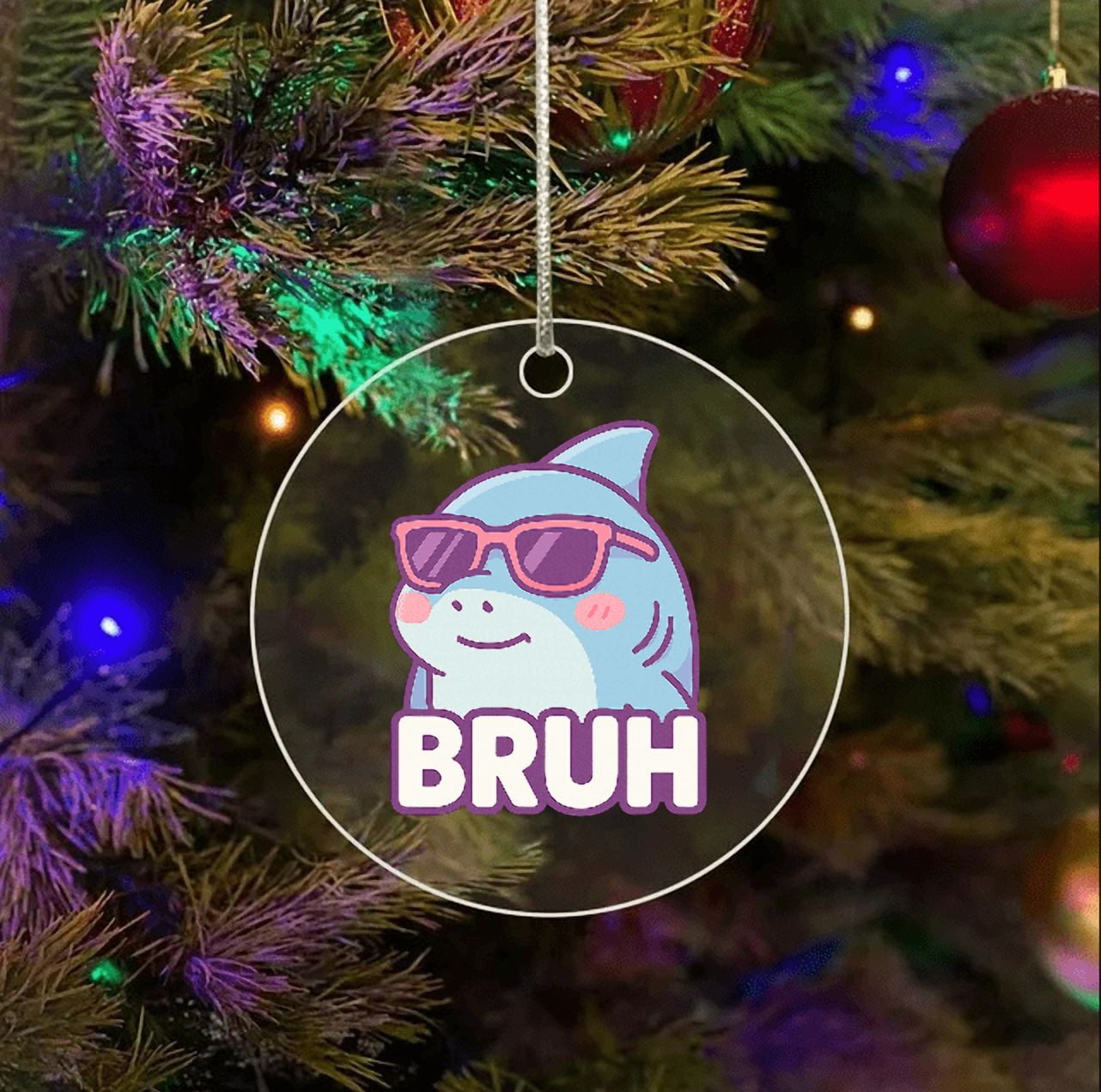 Bruh Joke Bro Shark Lover Ocean Wildlife Ornament, Home Decoration ...