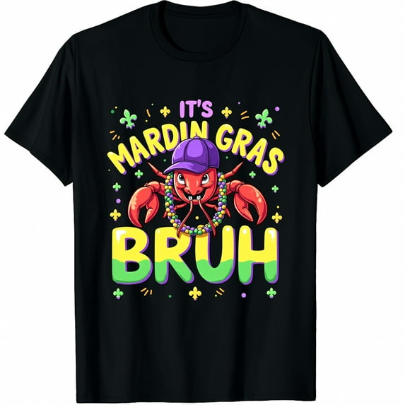 Bruh Mardi Gras Crawfish Graphic Crew Neck Short Sleeve T-Shirts (Men's ...