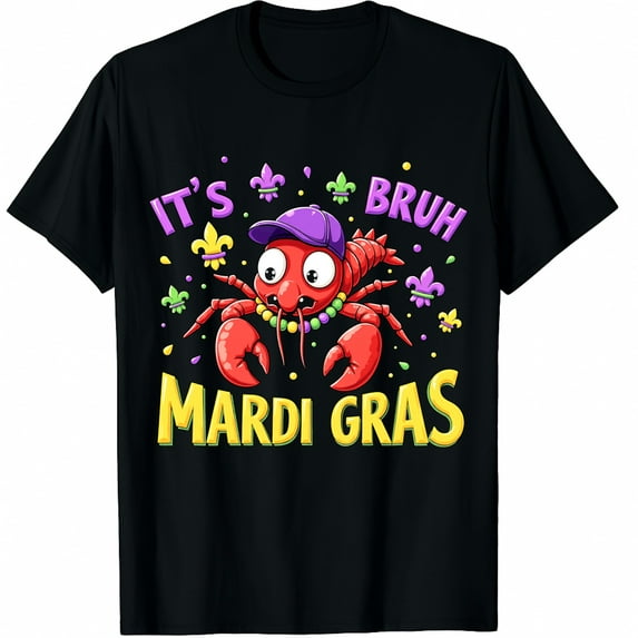 Bruh Mardi Gras Crawfish Graphic Crew Neck Short Sleeve T-Shirts (Men's ...