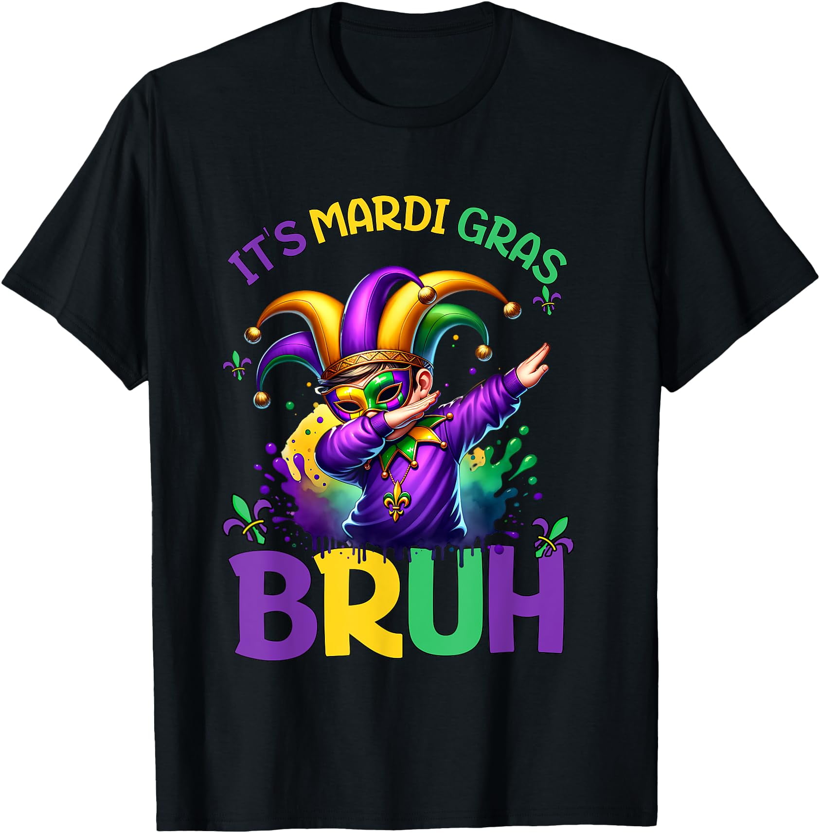 Bruh Mardi Gras Dabbing Boy It's Mardi Gras Bruh T-Shirt Mardi Gras Vibes T-Shirt, Louisiana Fun ...