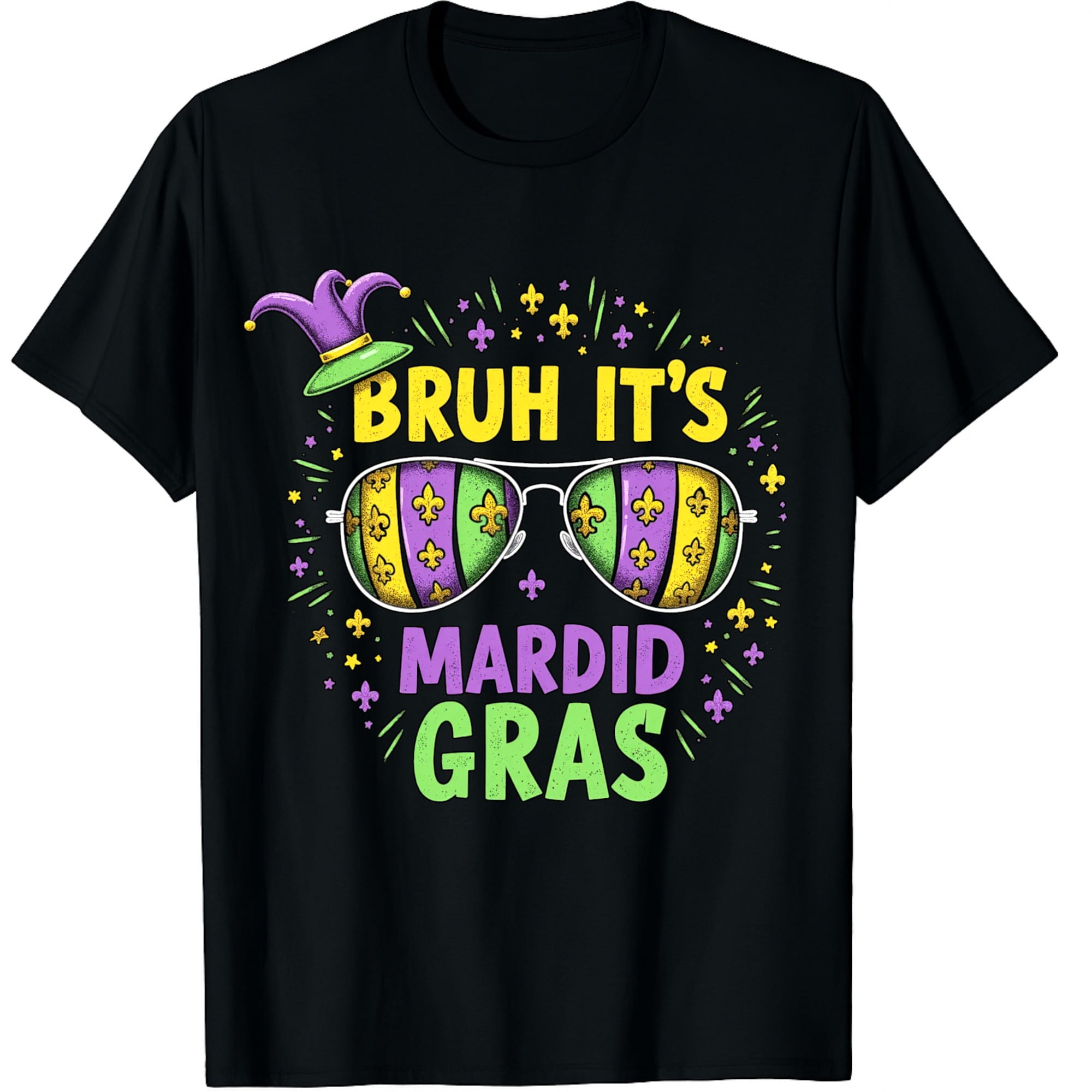 Bruh Mardi Gras Graphic Crew Neck Short Sleeve T-Shirts (Men's, Women's ...