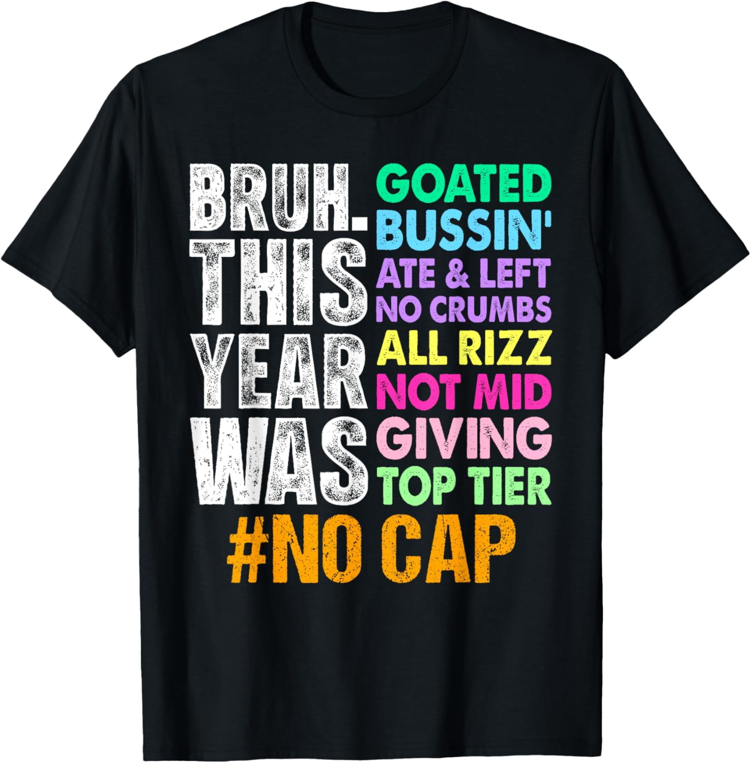 Bruh This Year Was Goated No Cap Funny Last Day of School T-Shirt ...