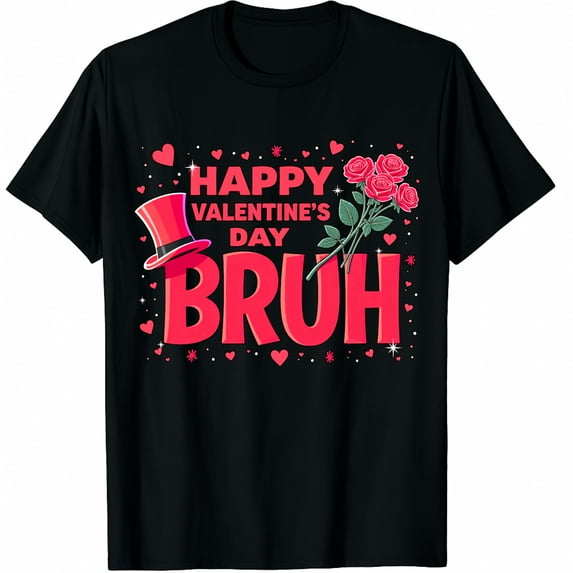 Bruh Valentines Day Heart Valentine Graphic Crew Neck Short Sleeve T ...