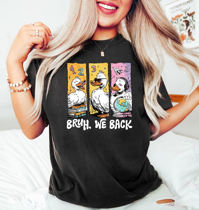 Bruh We Back Shirt, Silly Goose Back to School Shirt, Retro Goose Humor ...