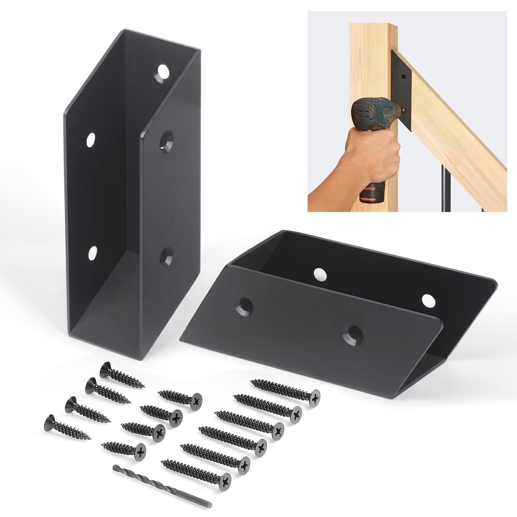 Brukid 4 Pair(8pack) 35° Stair Stainless Steels Deck Railing Bracket ...