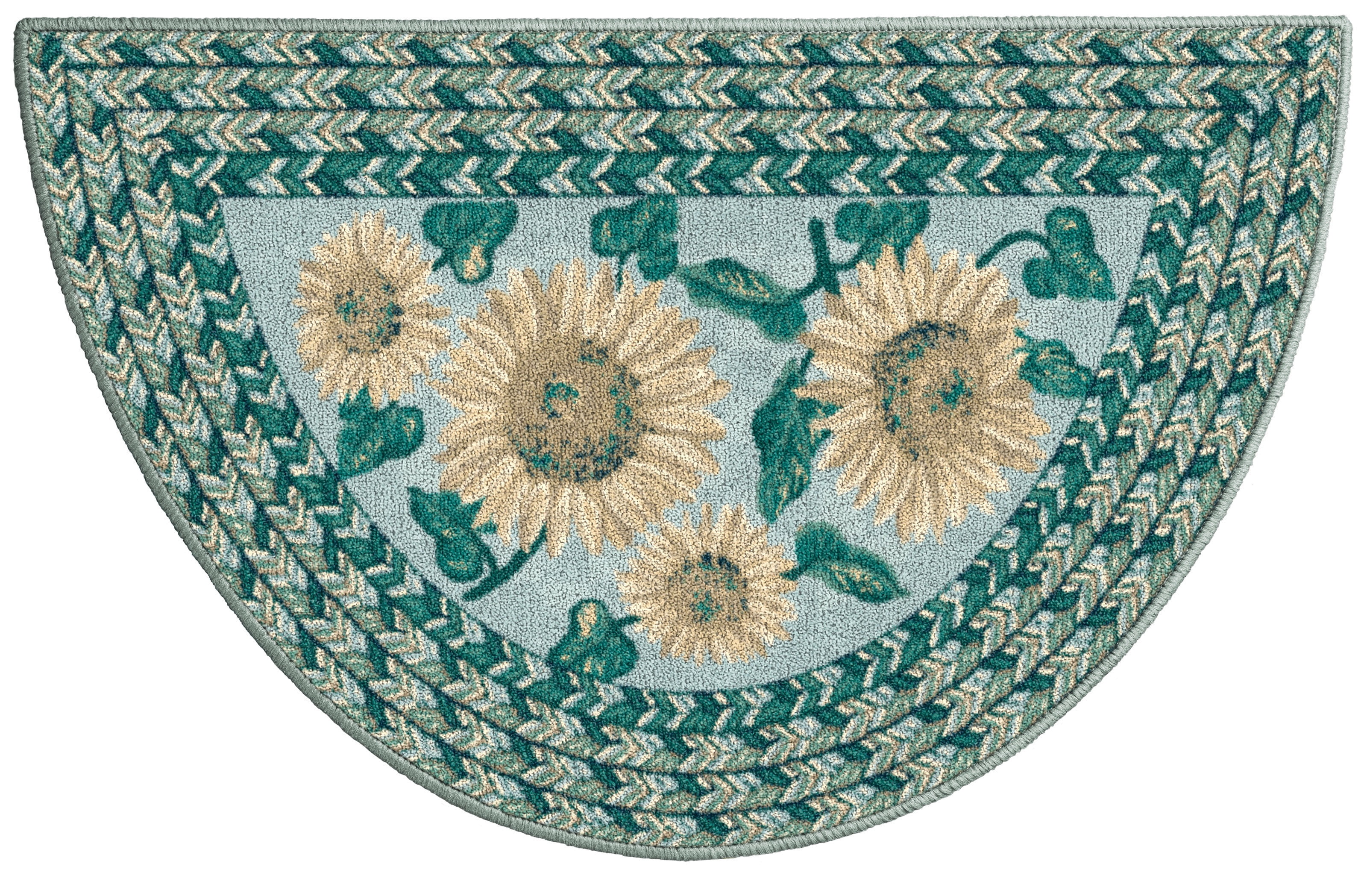 Brumlow Mills Sunflower Printed Braid Rustic Floral Area Rug for ...