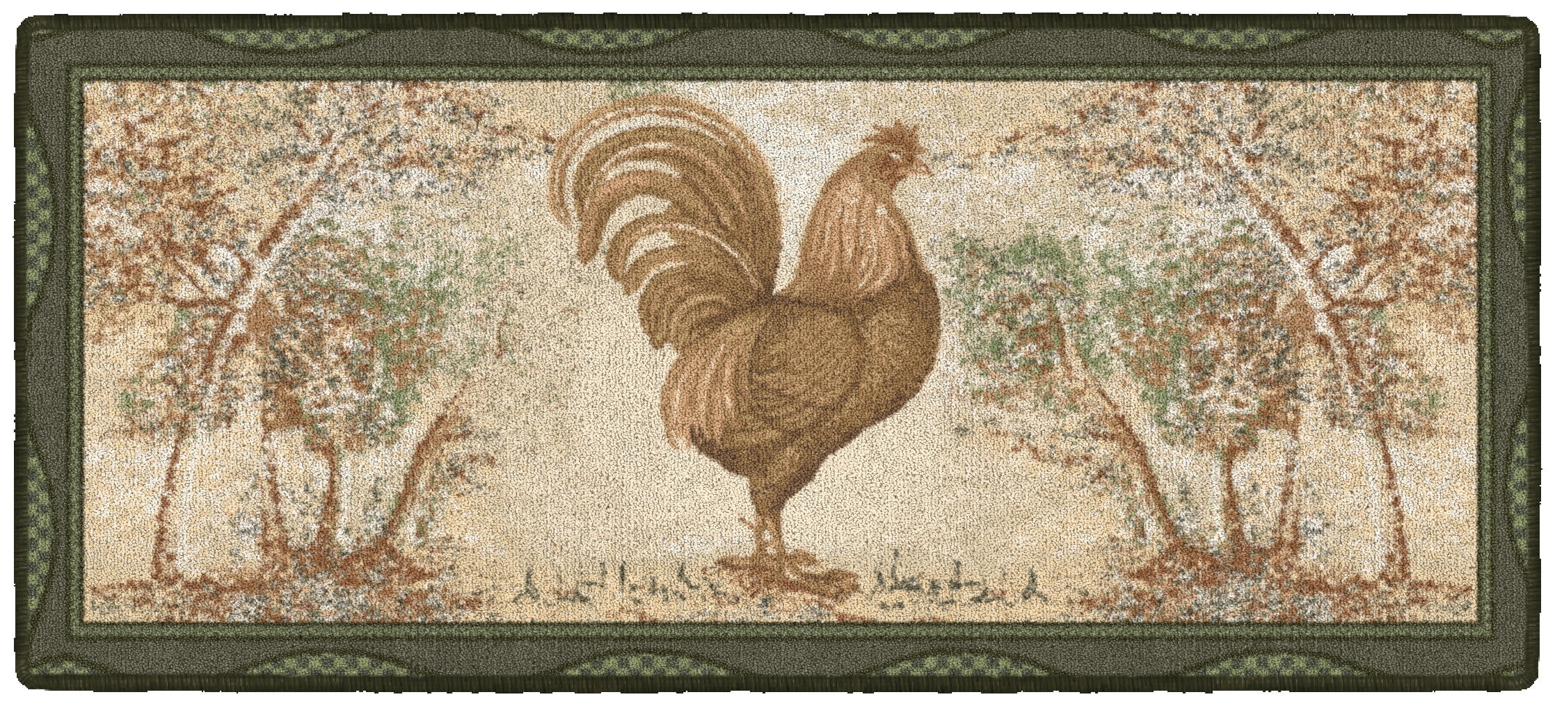 Brumlow Mills Tall Farmhouse Rooster Rustic Area Rug, 1'6" x 3'6", Sage ...