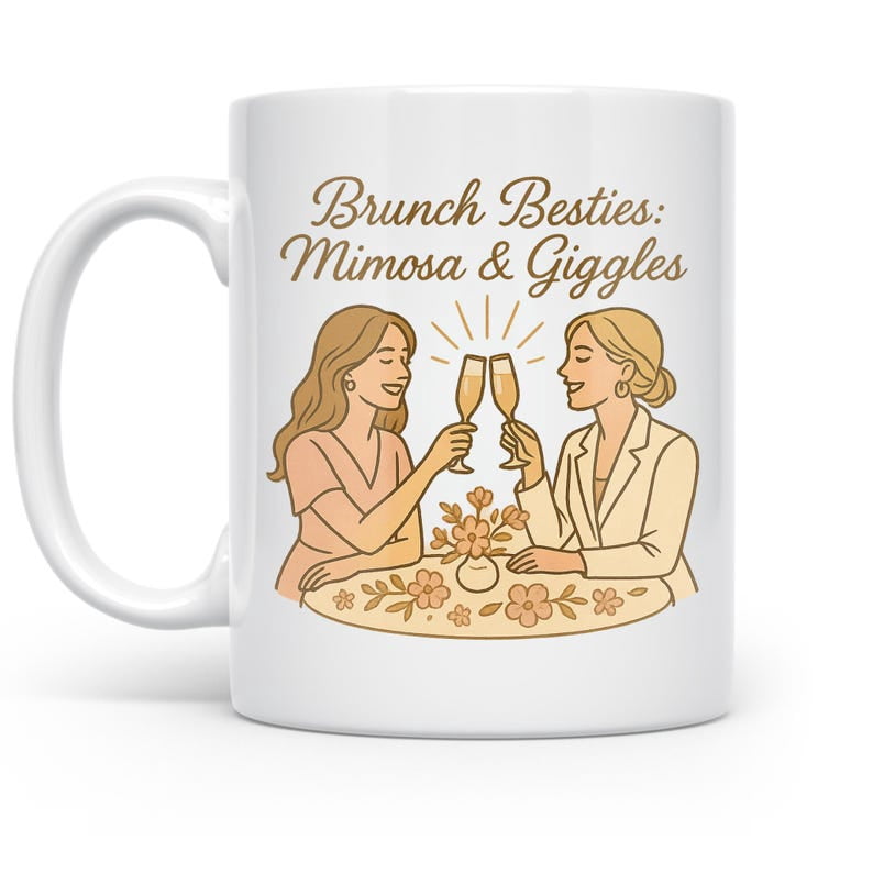 Brunch Besties Ceramic Mug, Mimosa Toast Design 11oz DiS1HwaS1Her S1afe ...