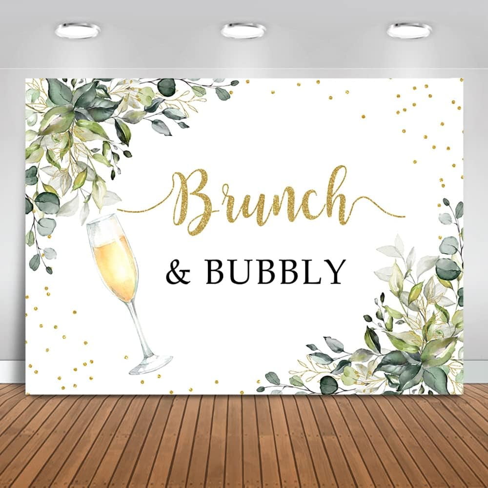 Brunch & Bubbly Bridal Shower Backdrop Greenery Wedding Bridal Shower ...