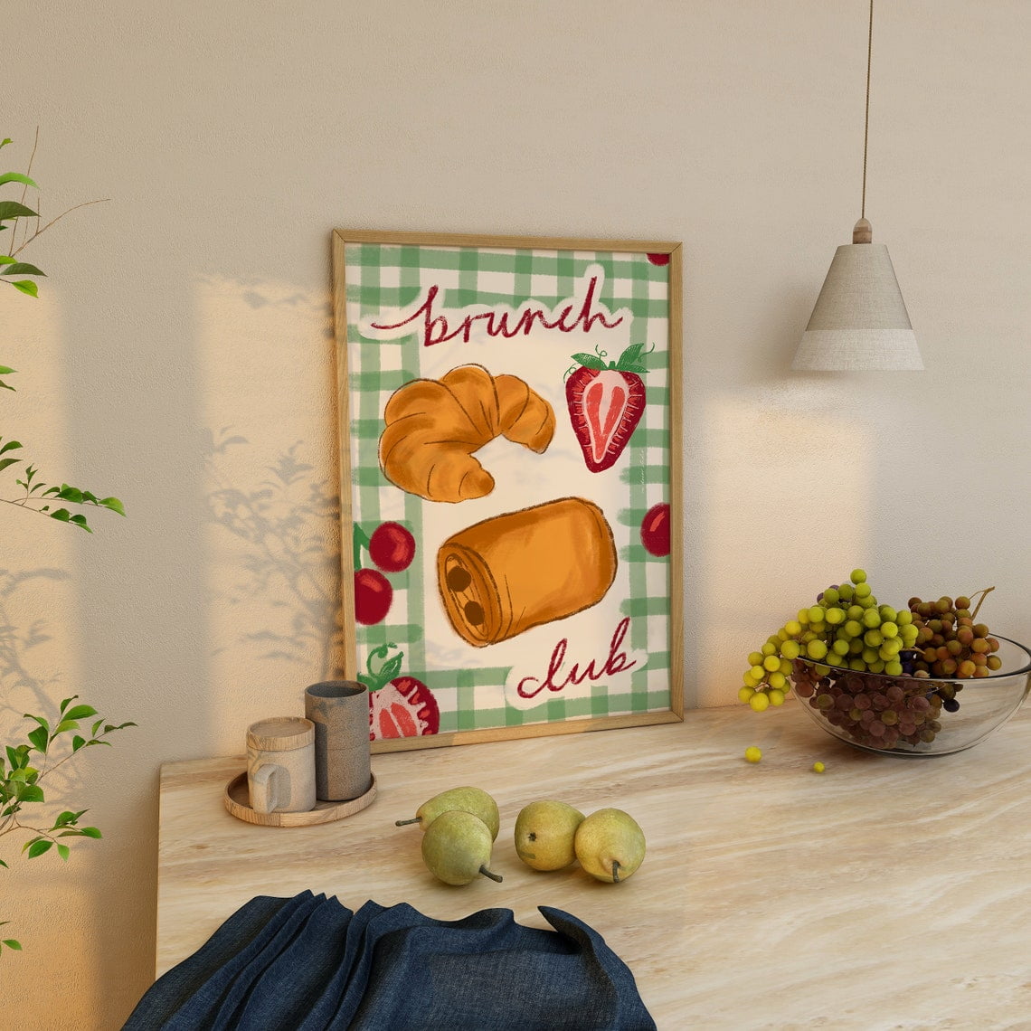 Brunch Club Breakfast Art Print, Retro Pastry Kitchen Decor, French ...