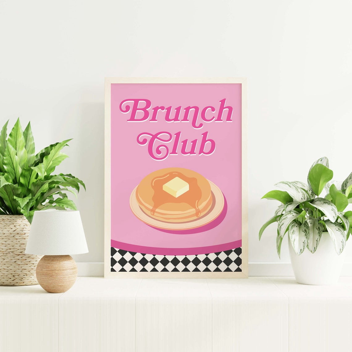 Brunch Club Design2 Poster Pink Kitchen Food Decor Retro Breakfast Art ...