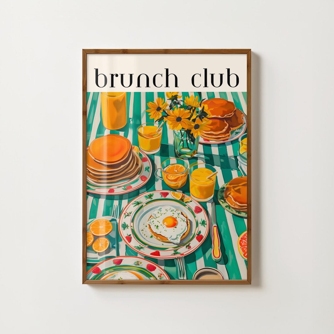 Brunch Club Print Food Print For Kitchen Breakfast Wall Art Dinner ...