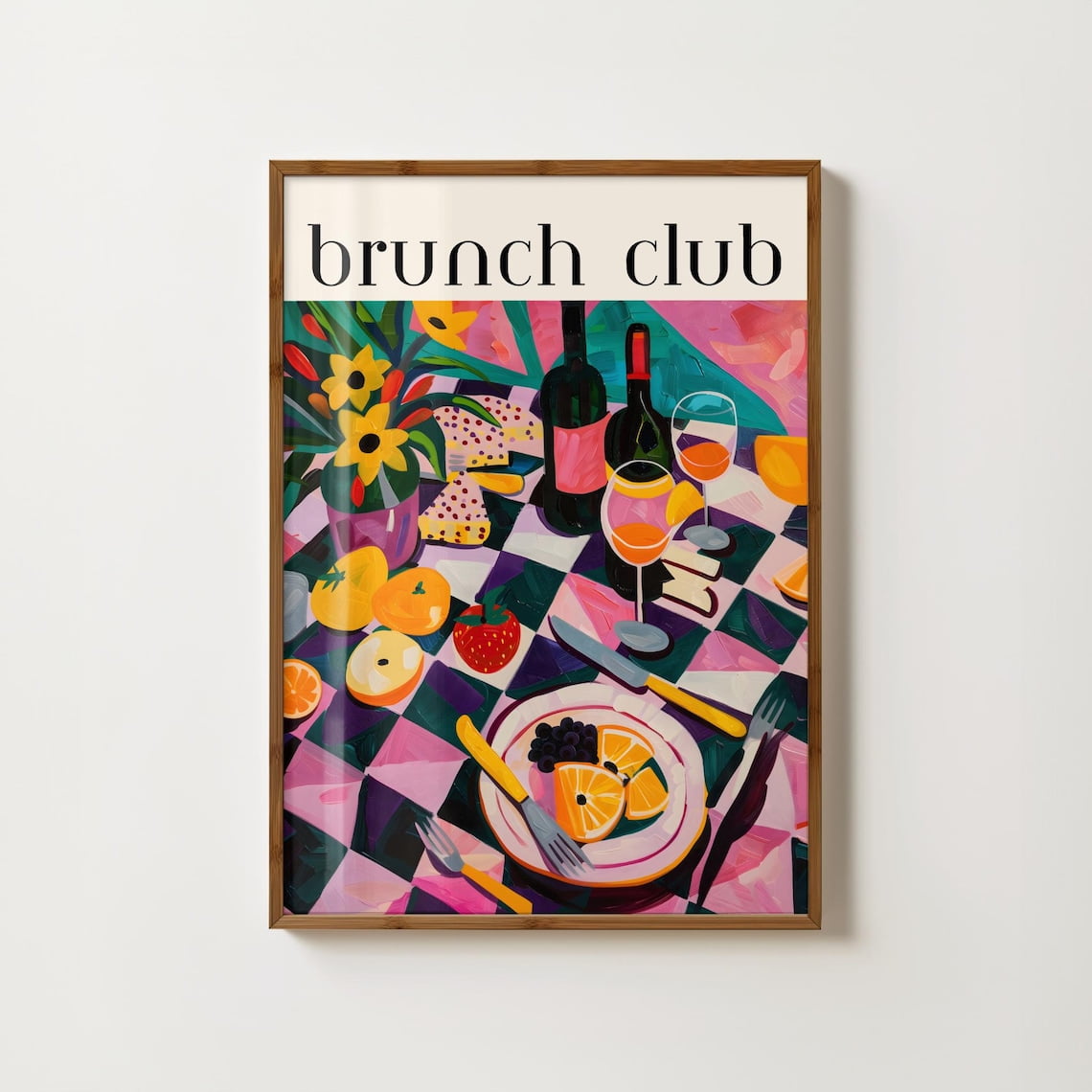Brunch Club Print Fruit And Wine Print Still Life Vintage Food Wall Art ...