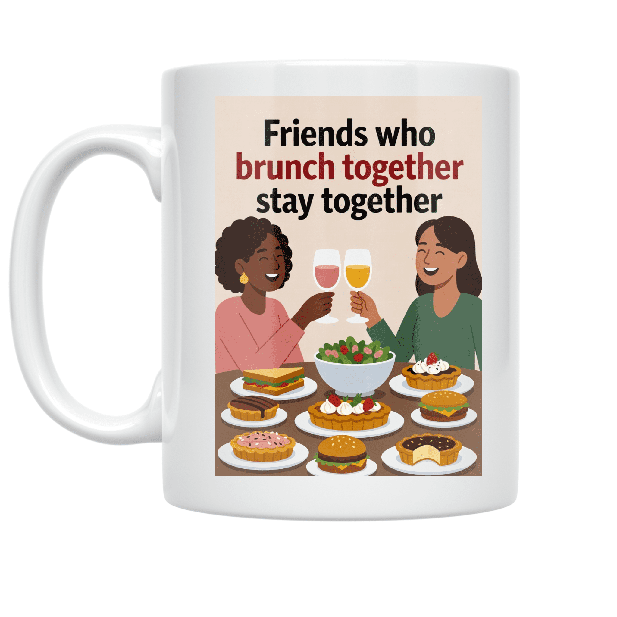 Brunch Friendship Vibes - Brunch Enthusiast - 11 oz Ceramic Coffee Mug ...