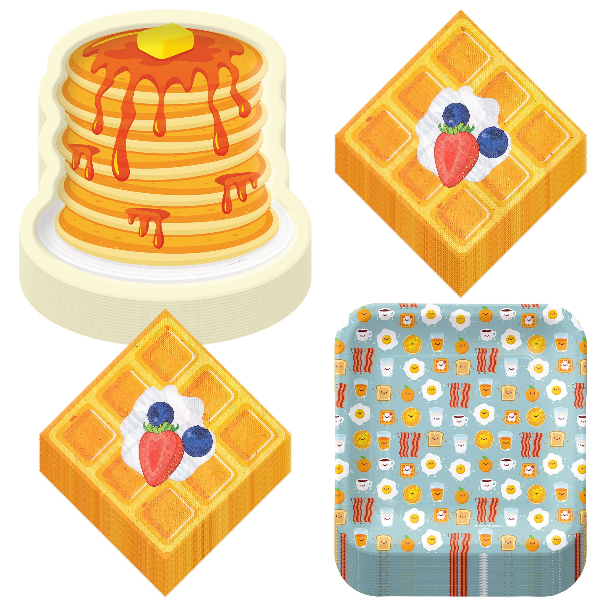 Brunch Party Supplies - Mix of Pancake Paper Dinner Plates, Breakfast ...