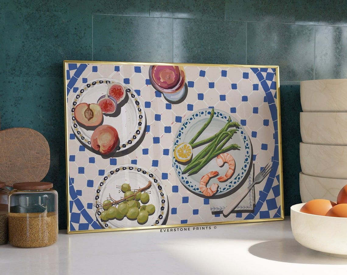 Brunch Table Poster, Kitchen Wall Art, Food Art Food Trendy Kitchen Art ...