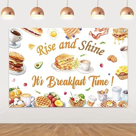 Brunch Themed Party Decorations, 5x3ft Rise and Shine, It’s Breakfast ...