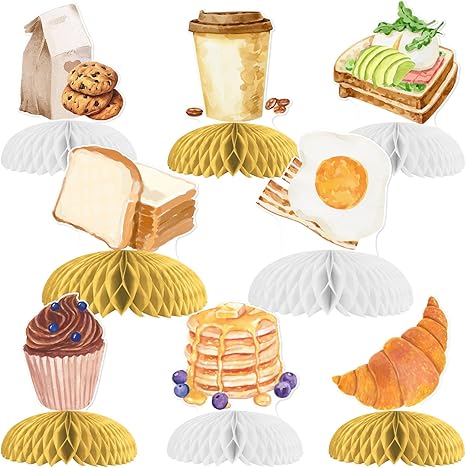 Brunch Themed Party Decorations, 8pcs Breakfast Food Honeycomb ...