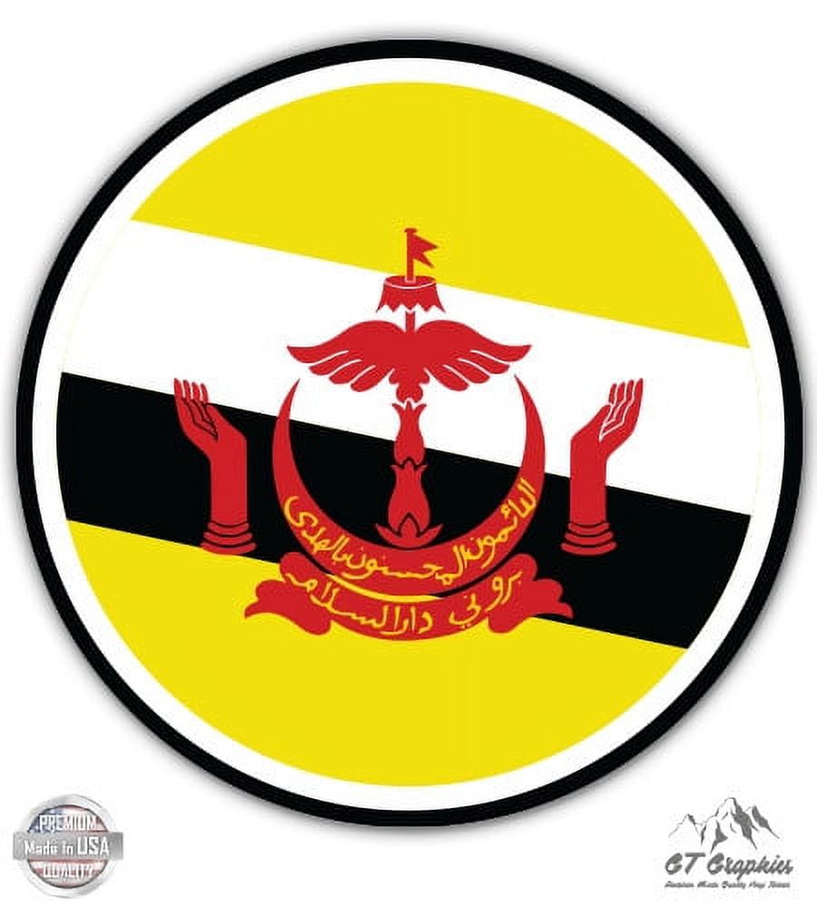 Brunei Flag - 3" Vinyl Sticker - For Car Laptop I-Pad Phone Helmet Hard ...