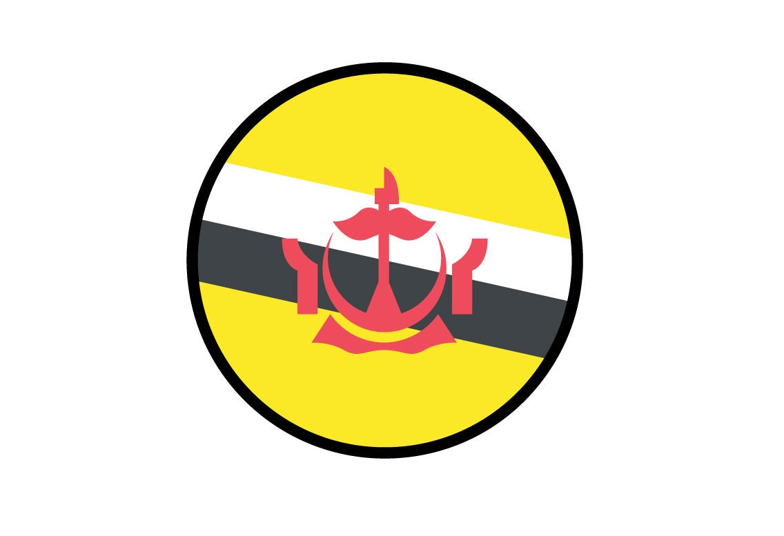 Brunei Flag Circle Sticker Decal 4 inches - 4 inch - Walmart.com