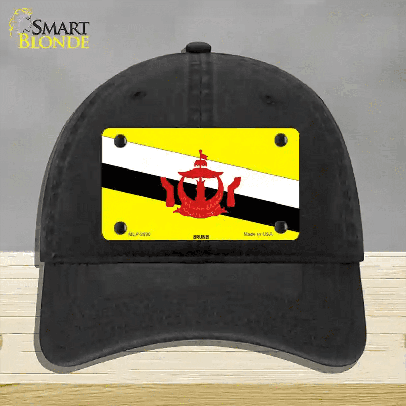 Brunei Flag Novelty License Plate Hat Unconstructed Cotton Black ...