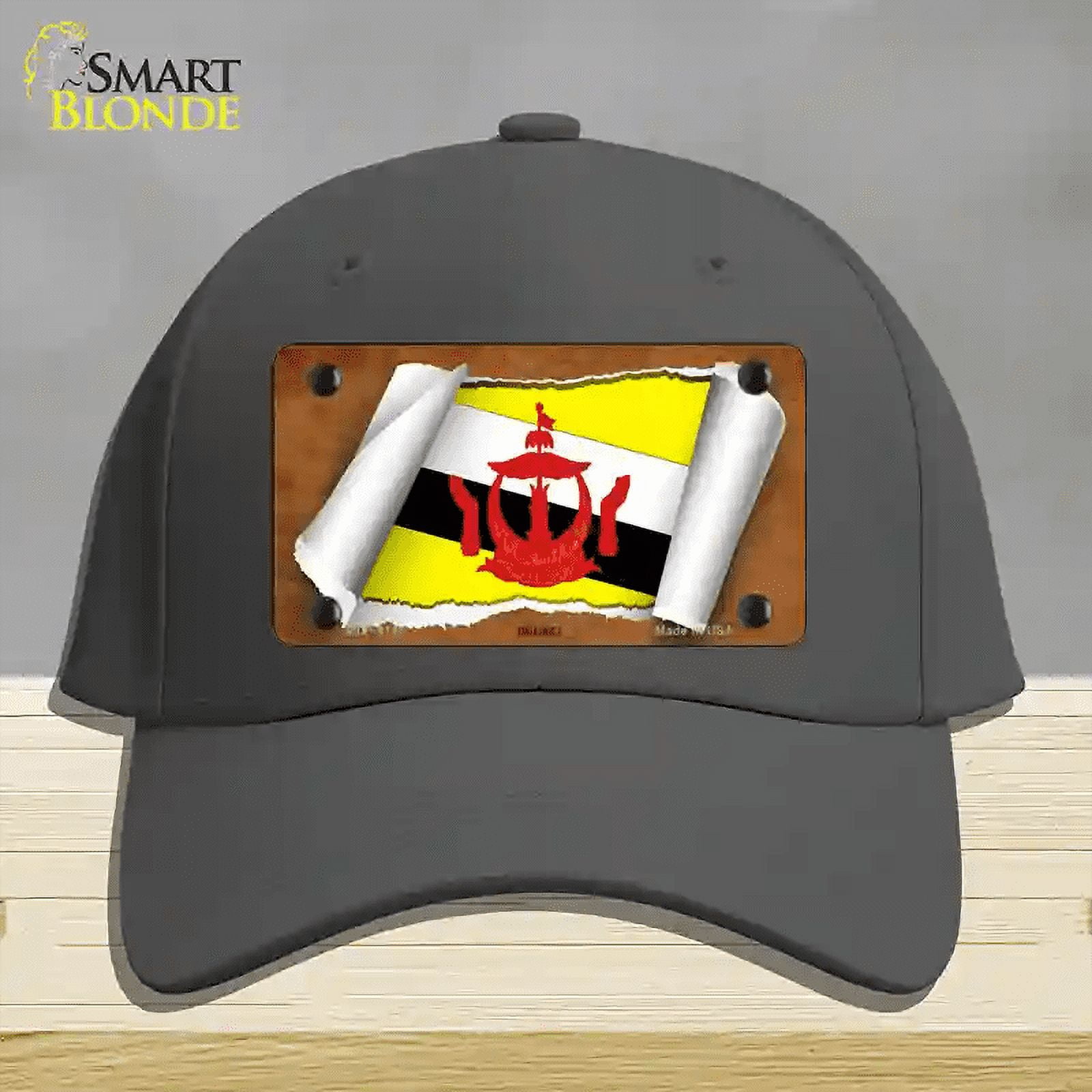 Brunei Flag Scroll Novelty License Plate Hat Cotton Charcoal - Walmart.com