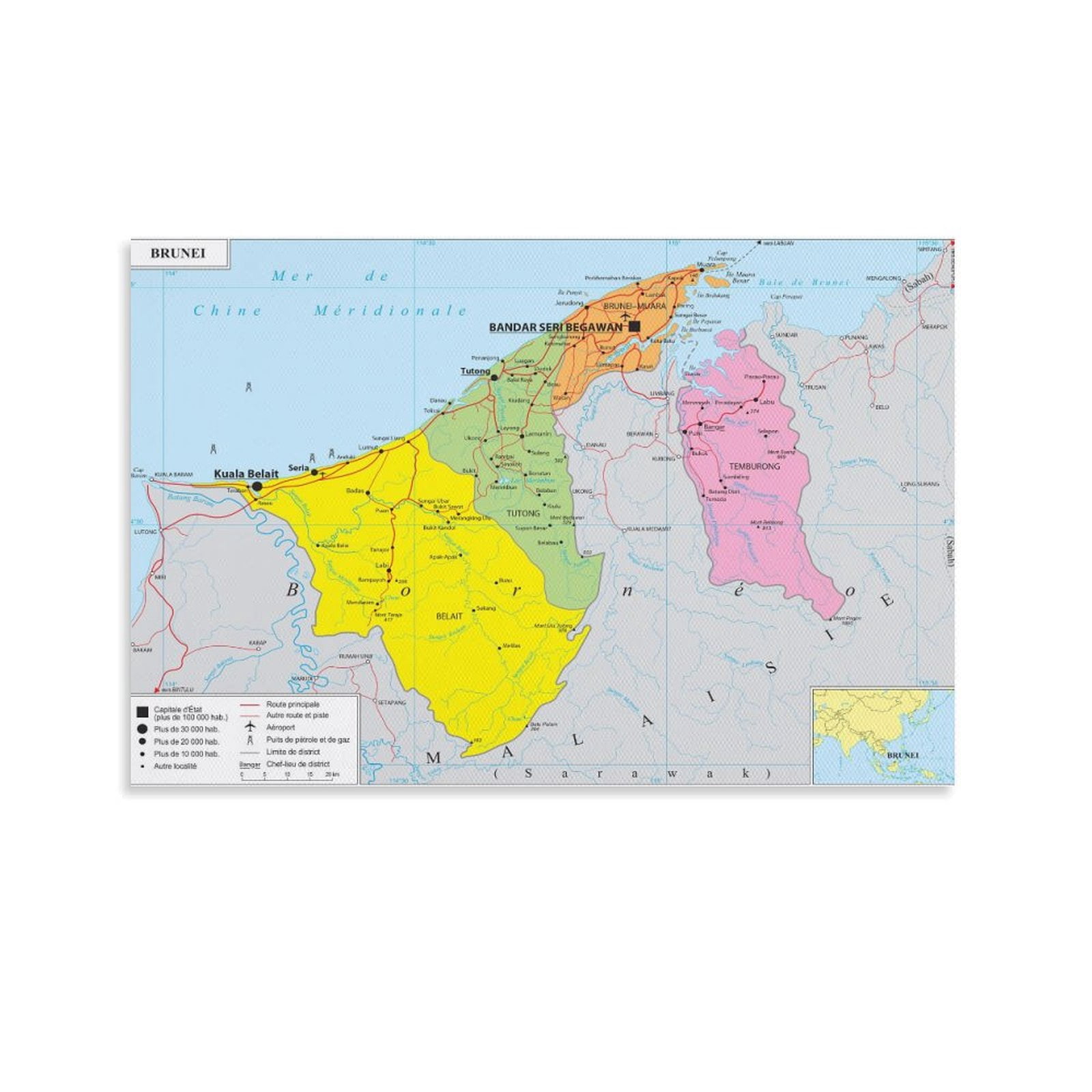 Brunei Map Posters Posters Wall Art Painting Canvas Gift Living Room ...