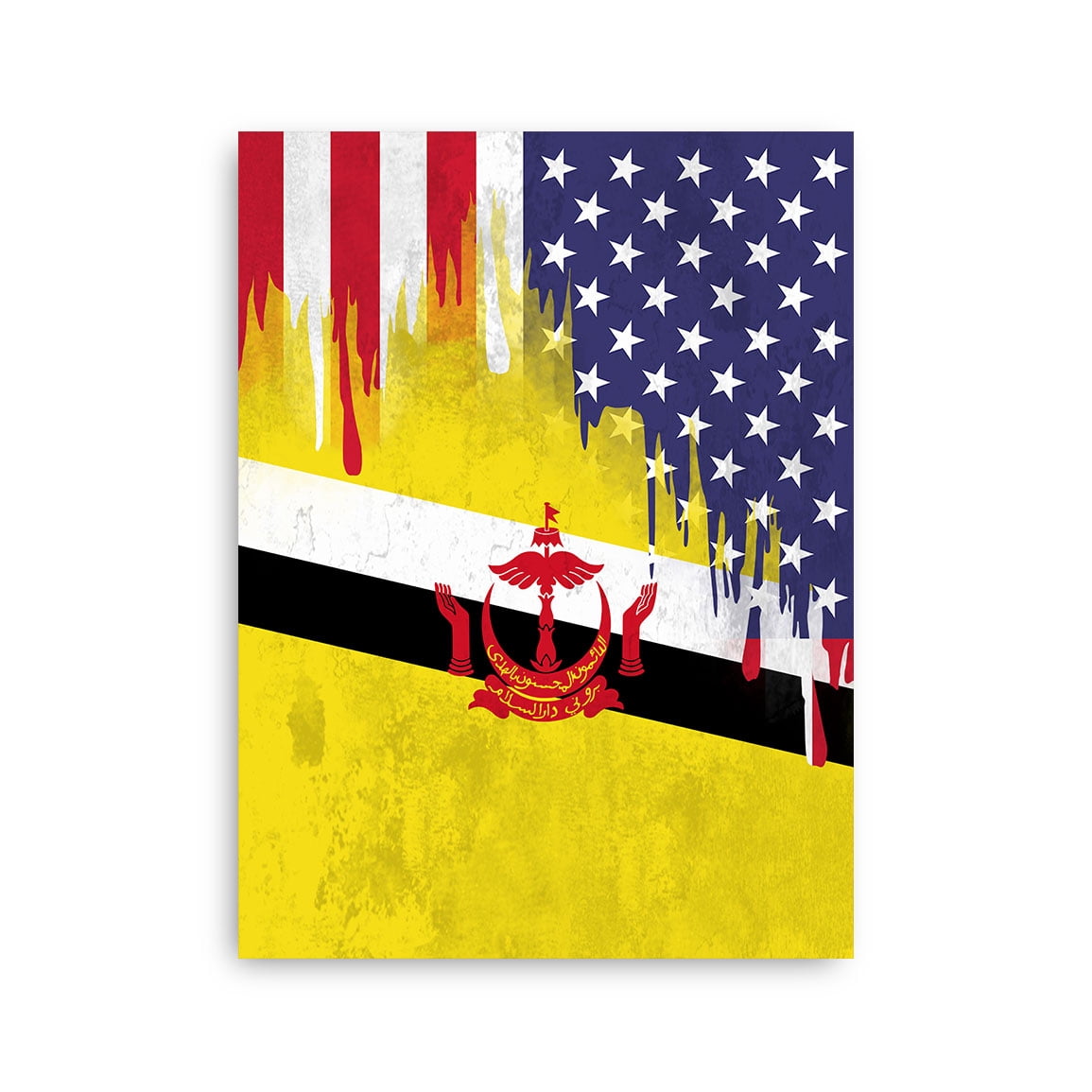 Bruneian American Flag Wall Art Friendship USA Brunei Roots Poster ...