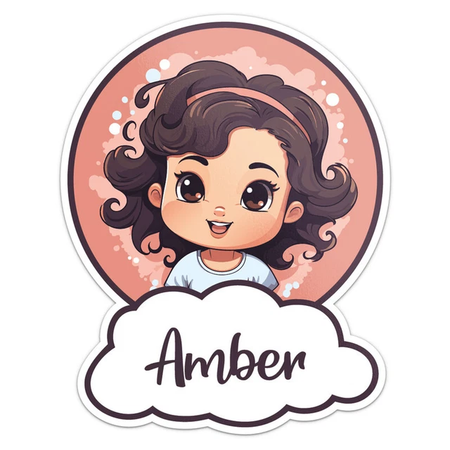 Brunet Baby Girl Amber Sticker Phone Decal Water Bottle Stickers Car ...
