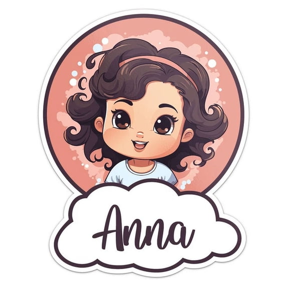 Brunet Baby Girl Anna Sticker Phone Decal Water Bottle Stickers Car ...