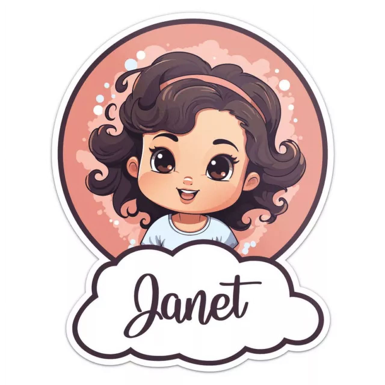 Brunet Baby Girl Janet Sticker Phone Decal Water Bottle Stickers Car ...