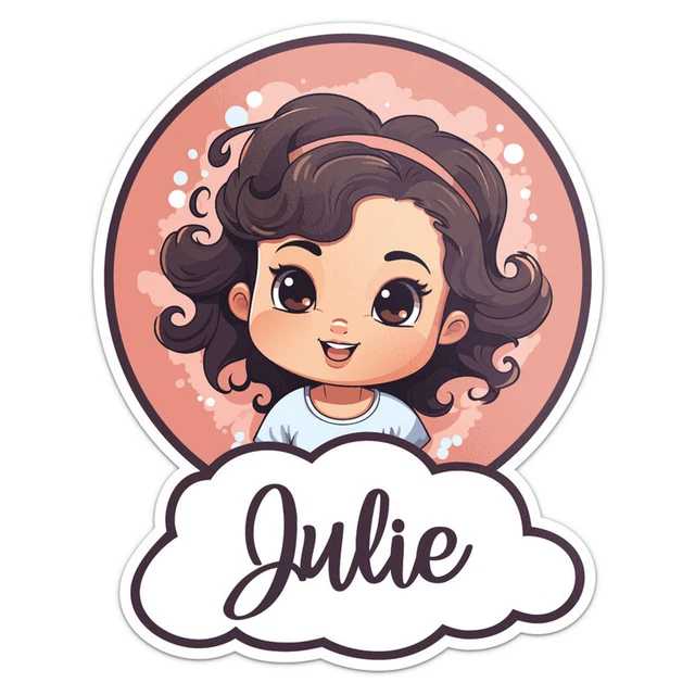 Brunet Baby Girl Julie Sticker Phone Decal Water Bottle Stickers Car ...