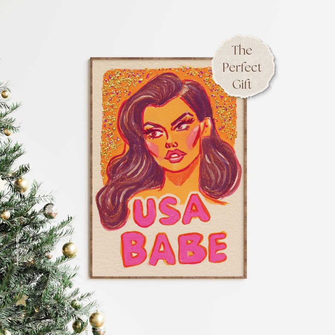 Brunette Usa Babe Wall Art Western Barbiecore Poster Retro Y2K Glam ...