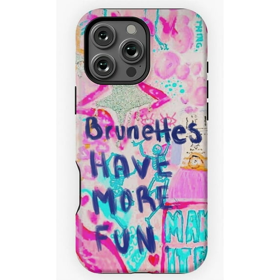 Brunettes Have More Fun Retro Funny Quote Phone Case for iPhone 11 12 ...