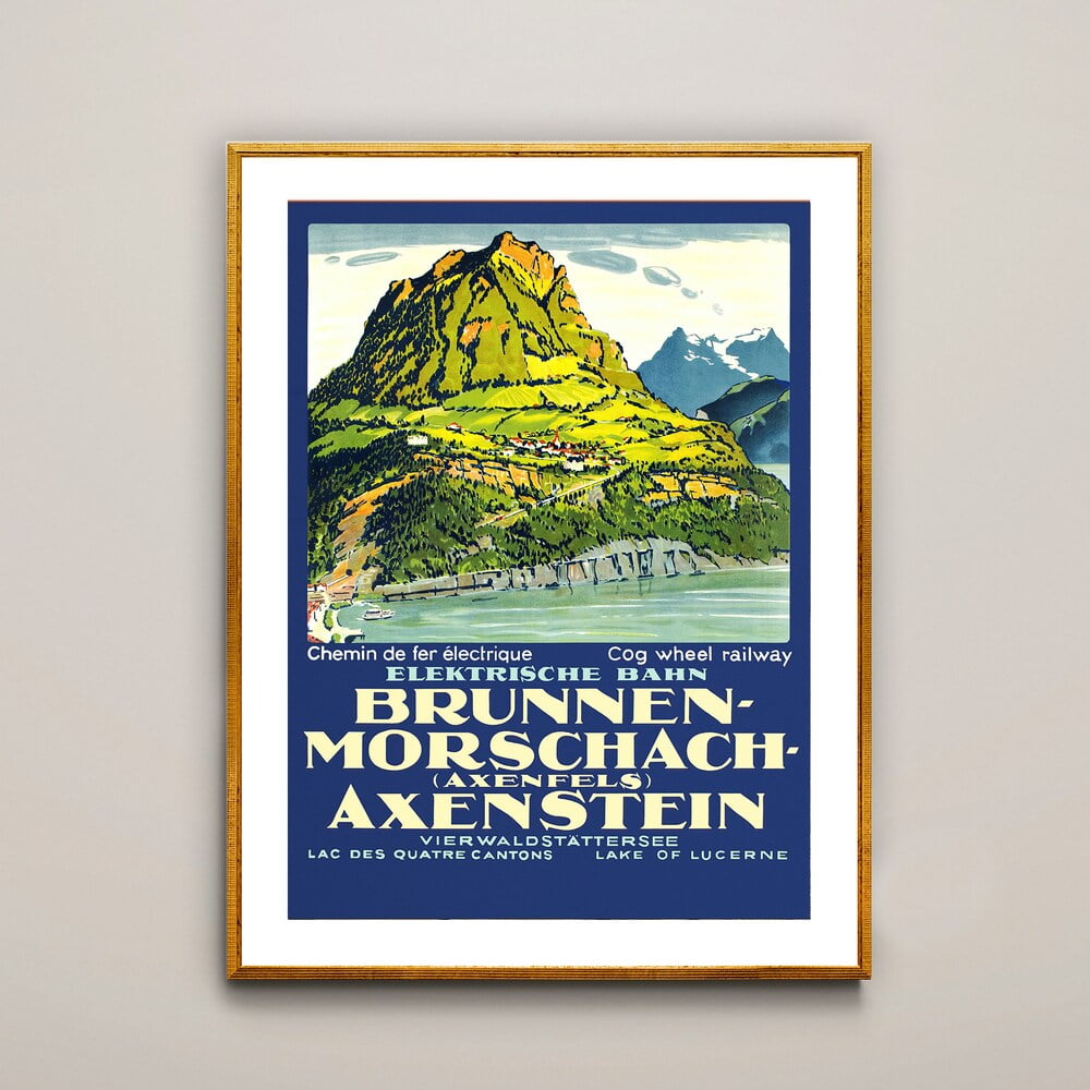 Brunnen Morschach Axenstein Suisse Vintage Travel Poster Gift Idea Art ...