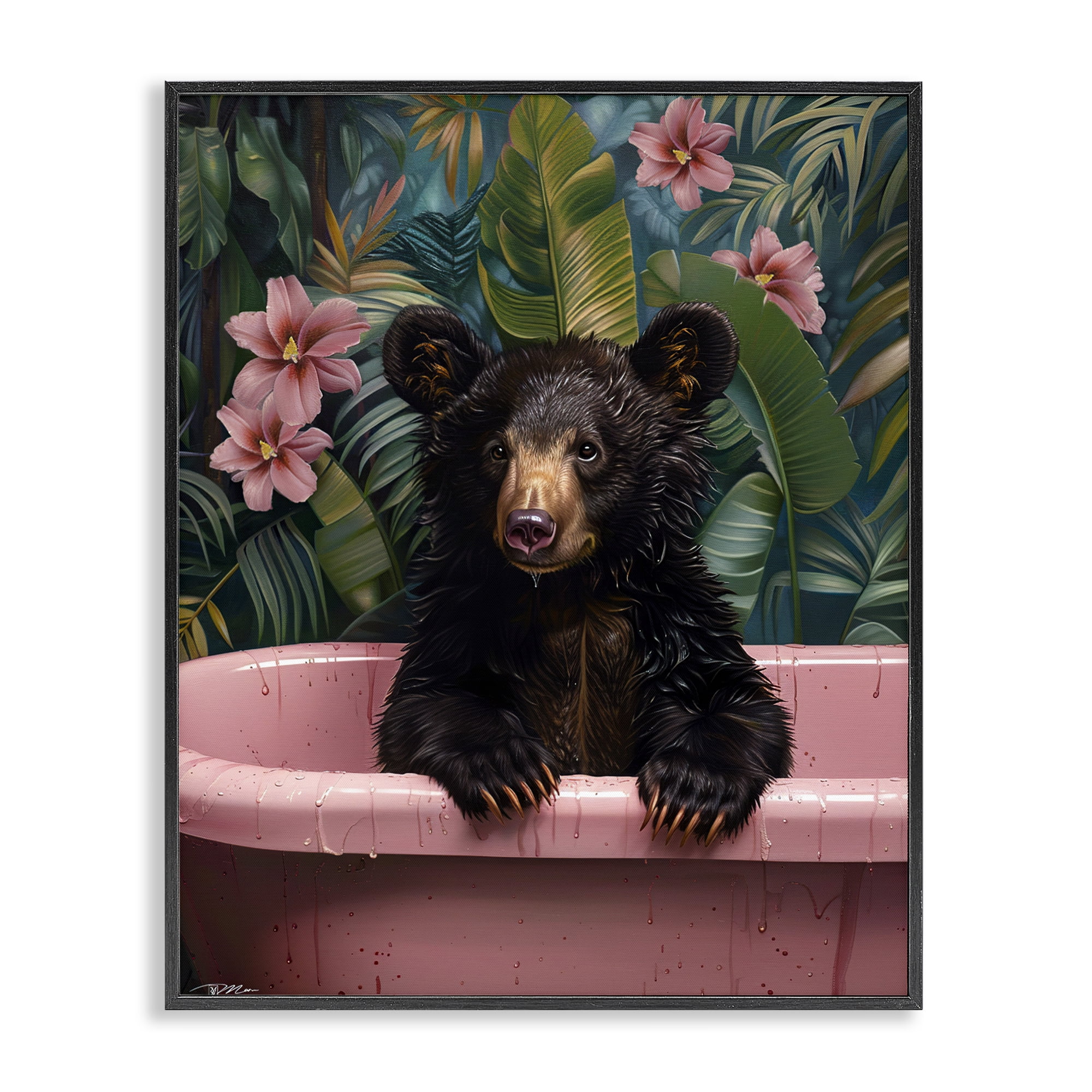 Bruno Bear in Pink Tub Black Framed Giclee Art, design by Momart ...