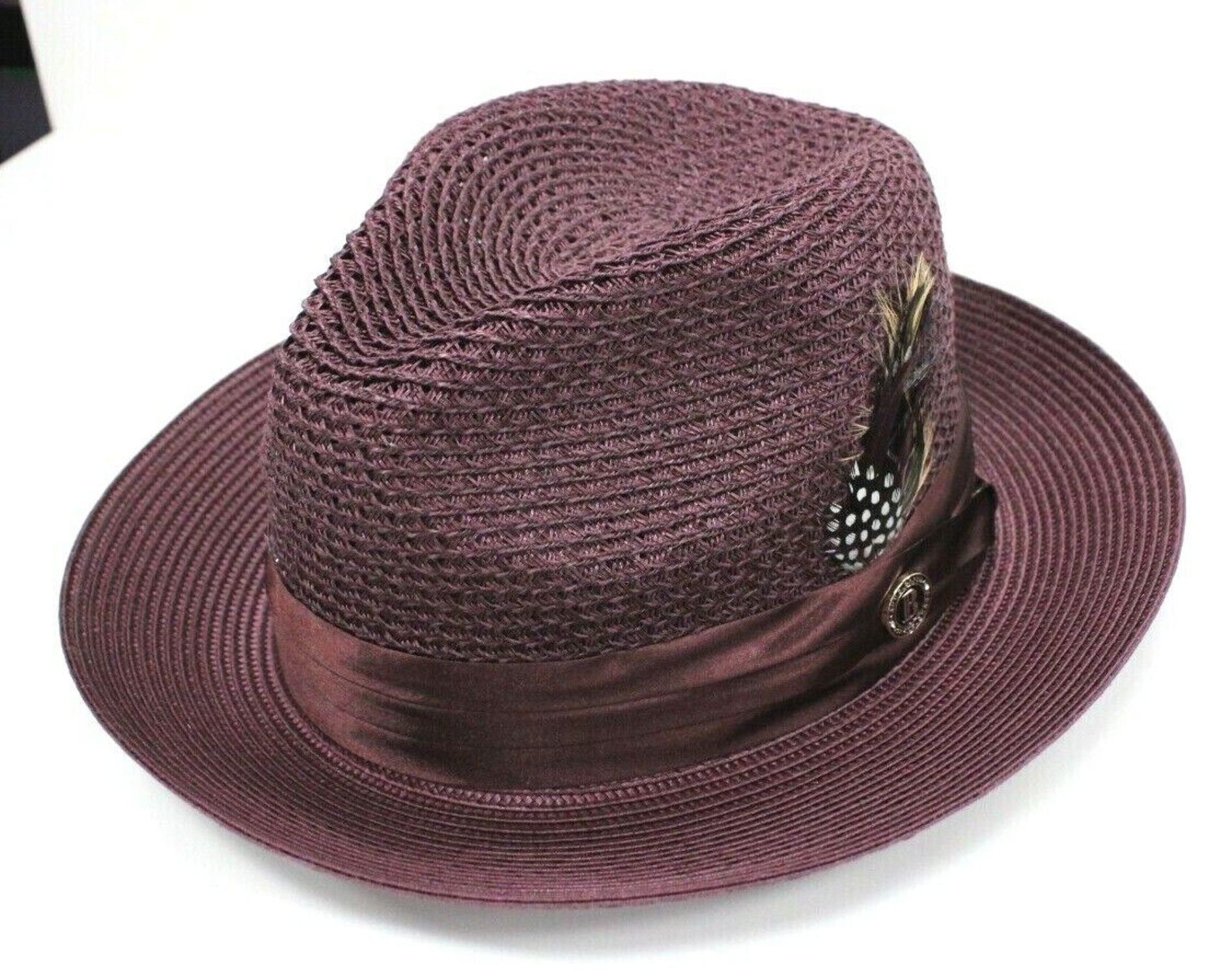 Bruno Capelo Fedora 100% Poly Braid Burgundy Hat JU-912 - Walmart.com