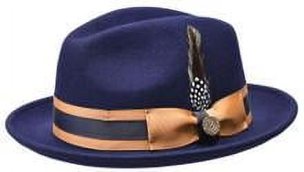 Bruno Capelo Navy Blue Camel Trimmed Fedora Hat ZA-401 - Walmart.com