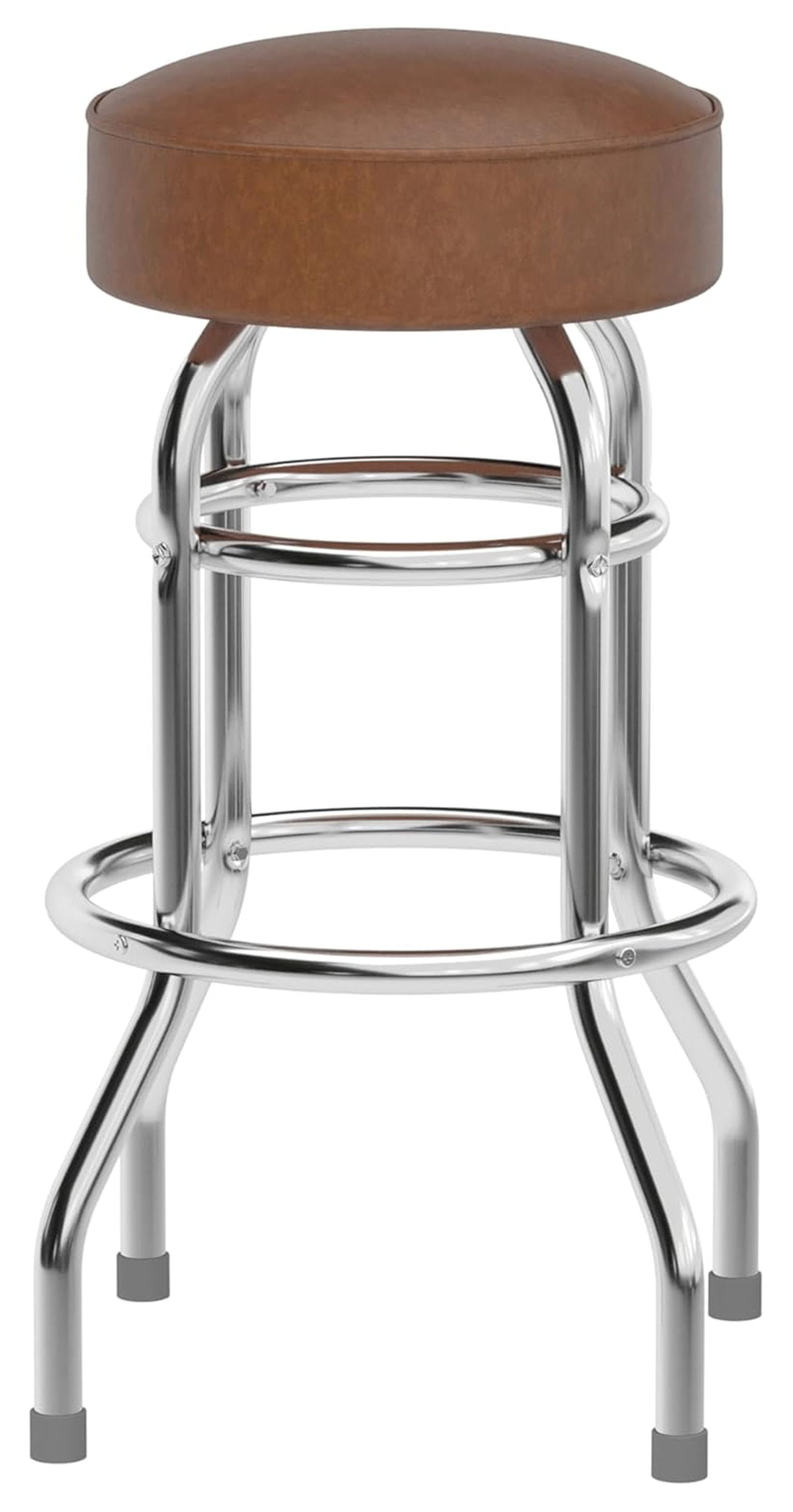 Bruno Double Ring Chrome Barstool with Weathered Brown Seat - Walmart.com