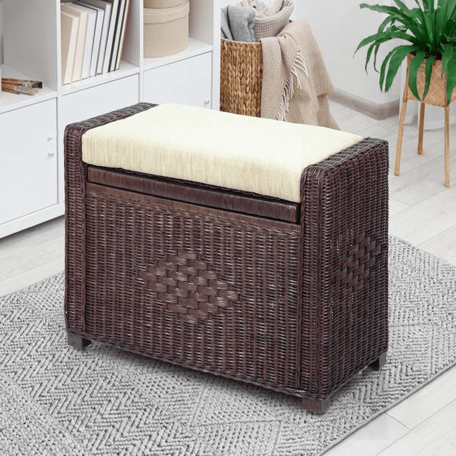 Bruno Handmade 32 Inch Rattan Wicker Chest Storage Trunk Organizer ...