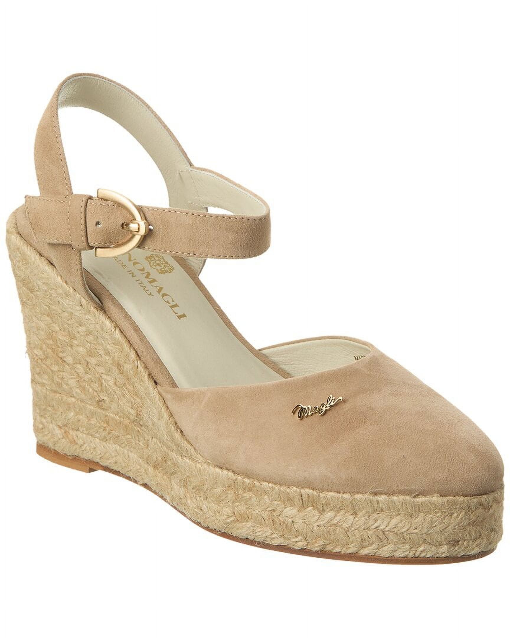 Bruno Magli Mares Suede Wedge Sandal, 10, Beige - Walmart.com