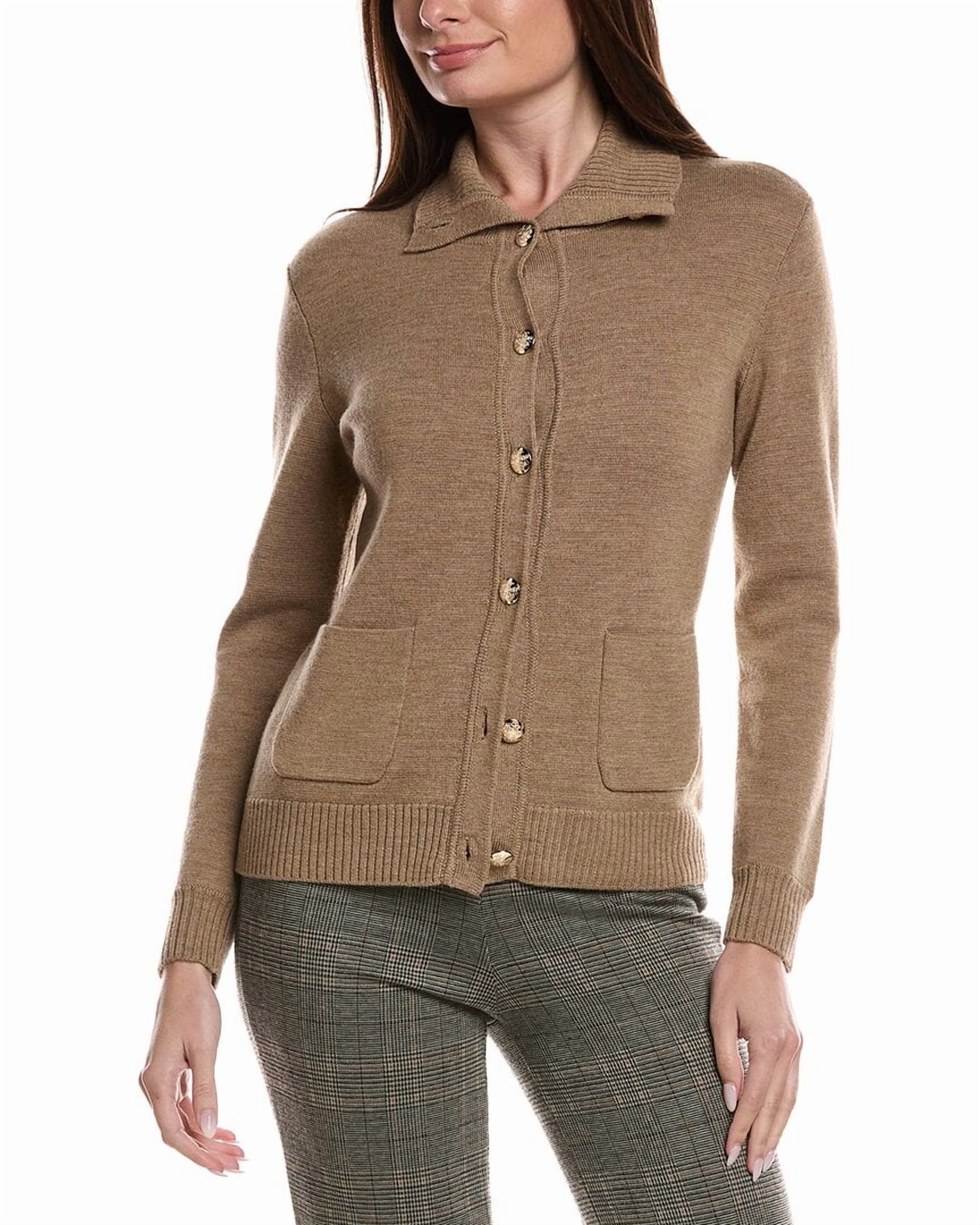 Bruno Magli womens Merino Wool Epaulet Sweater Jacket, XL, Tan ...