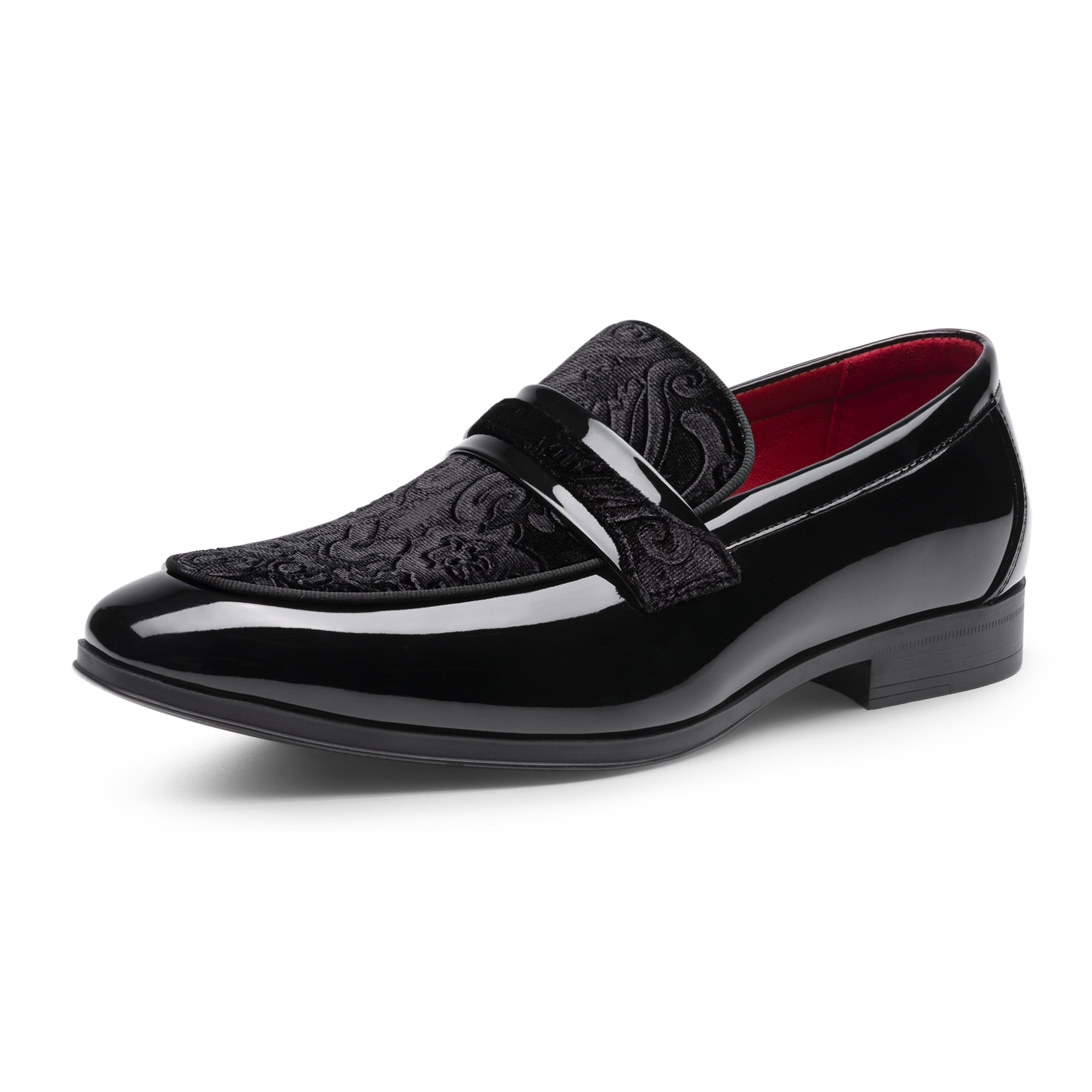 Bruno Marc Men's Tuxedo Patent Loafers Classic Velvet Slip-on Dress ...