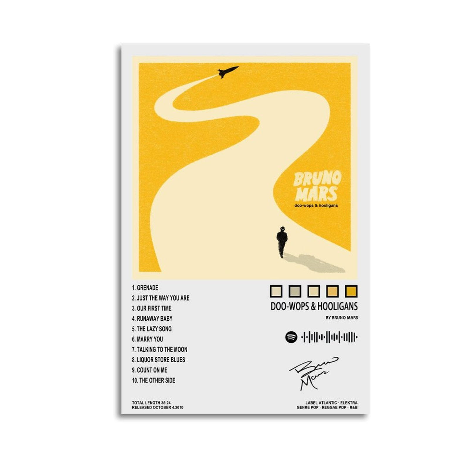 Bruno Mars Poster Doo-Wops & Hooligans Album Cover Canvas Modern Poster Wall Art Prints ...