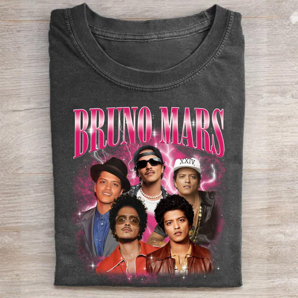 Bruno Mars Retro Bootleg T-Shirt, Vintage Pop Music Graphic Tee, Unisex ...