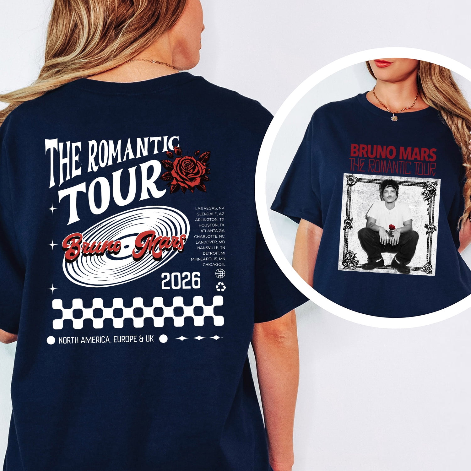 Bruno Mars Romantic Tour 2026 Two Sided T-Shirt, Bruno Mars Concert ...
